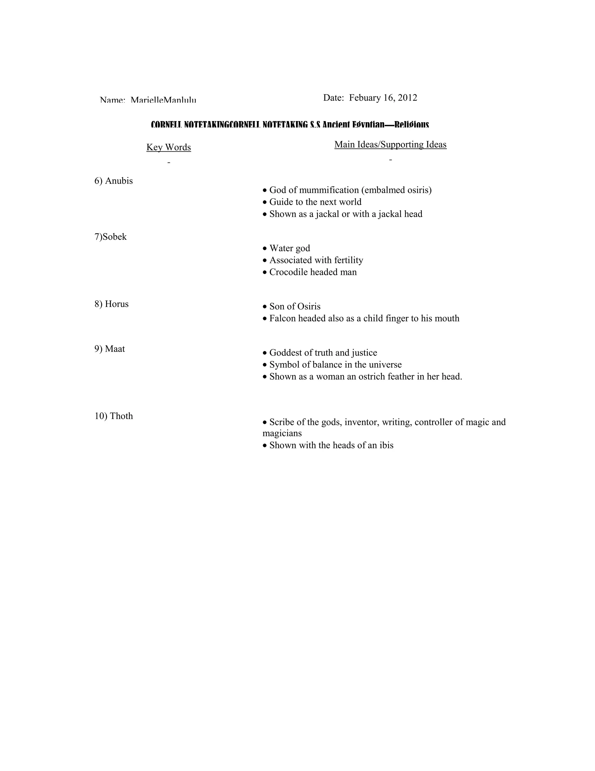Cornell notes in word | DOCX