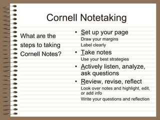 Cornell notetaking | PPT