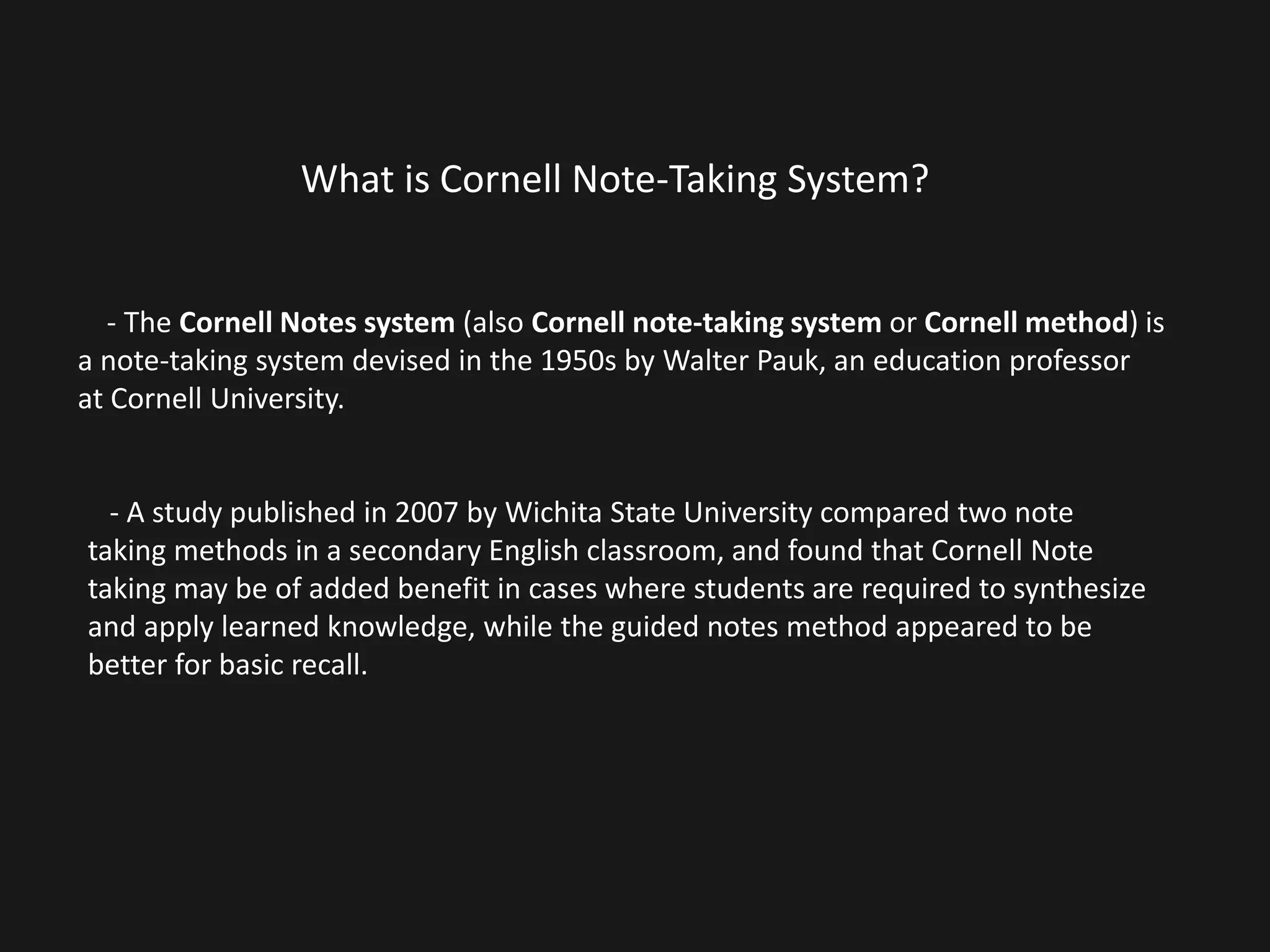 Cornell Note Taking System | PPTX