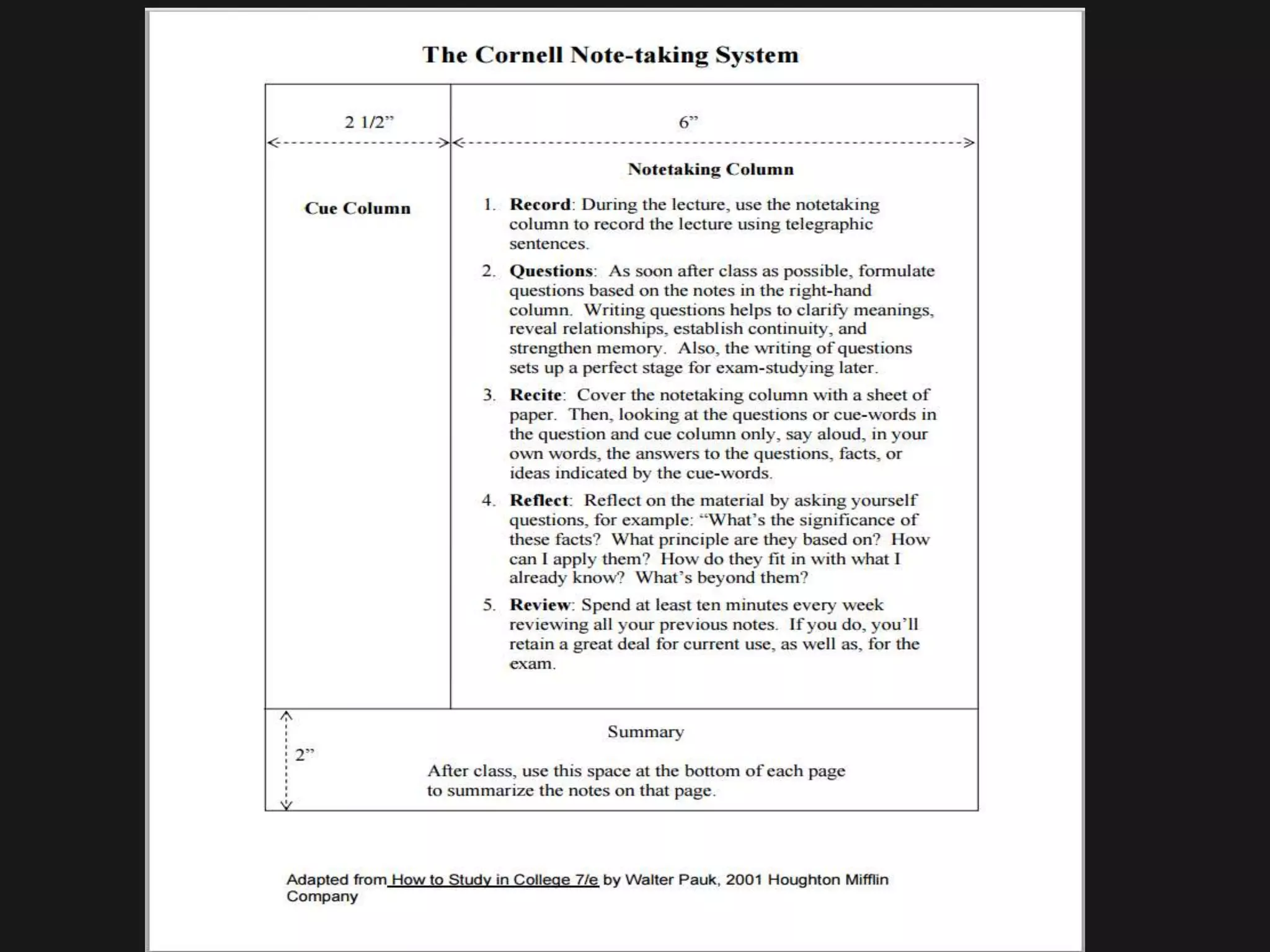 Cornell Note Taking System | PPTX