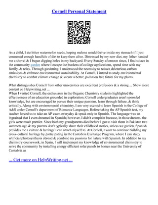 Cornell Personal Statement | PDF