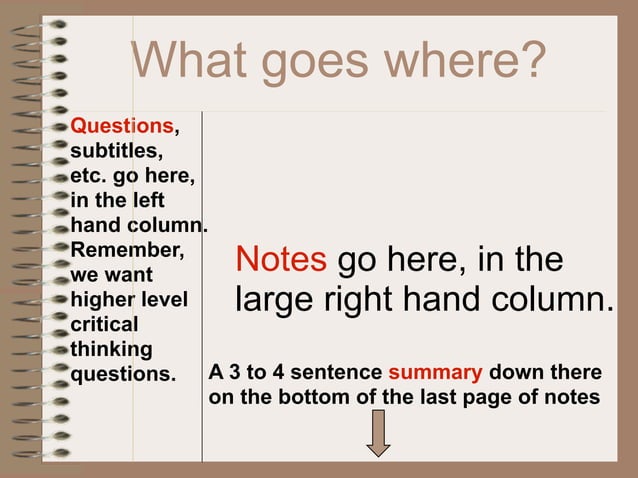 Cornell power point notetaking | KEY | Educational Assessment | Education