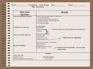 Cornell style note introduction of star | PPT | Educational Assessment ...