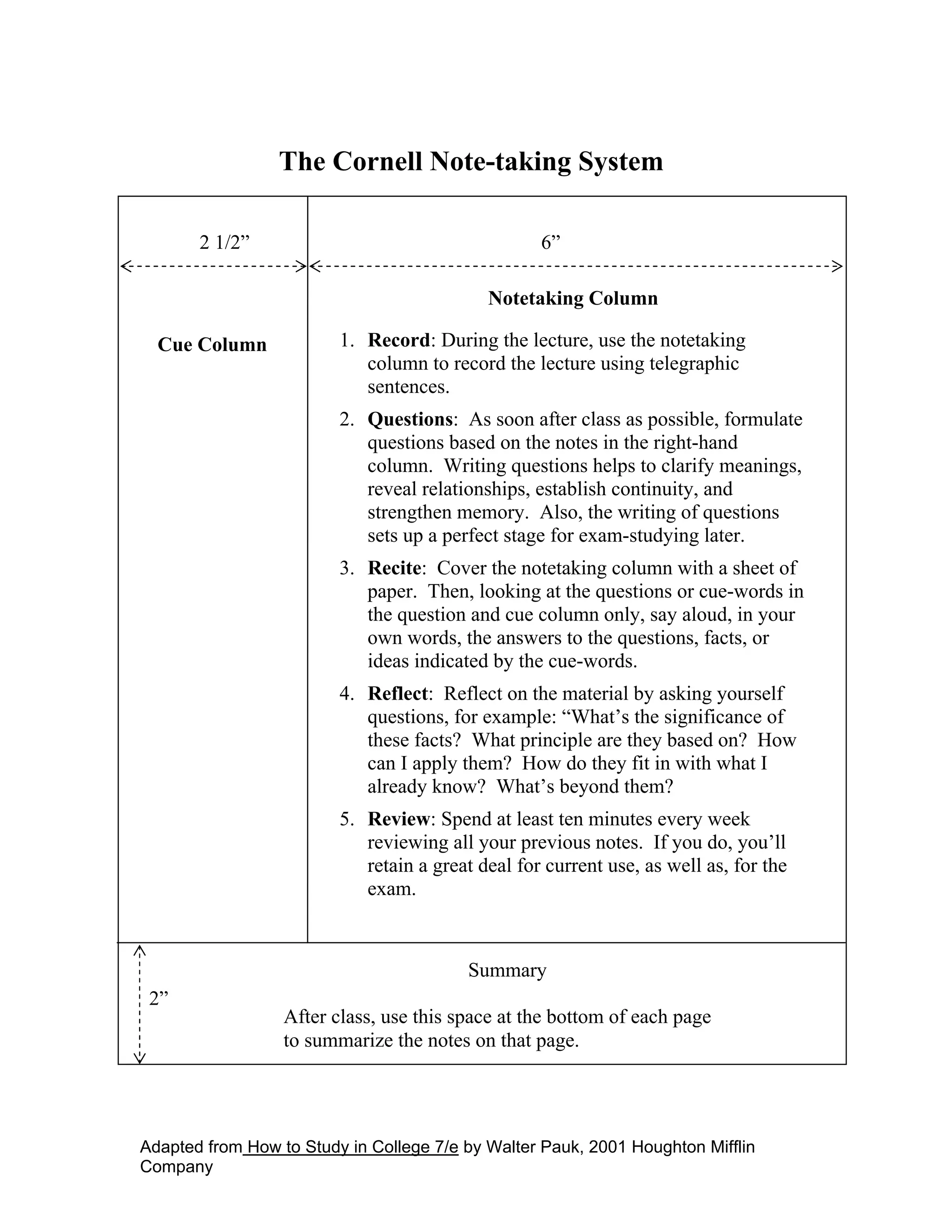 Cornell Notes example | PDF