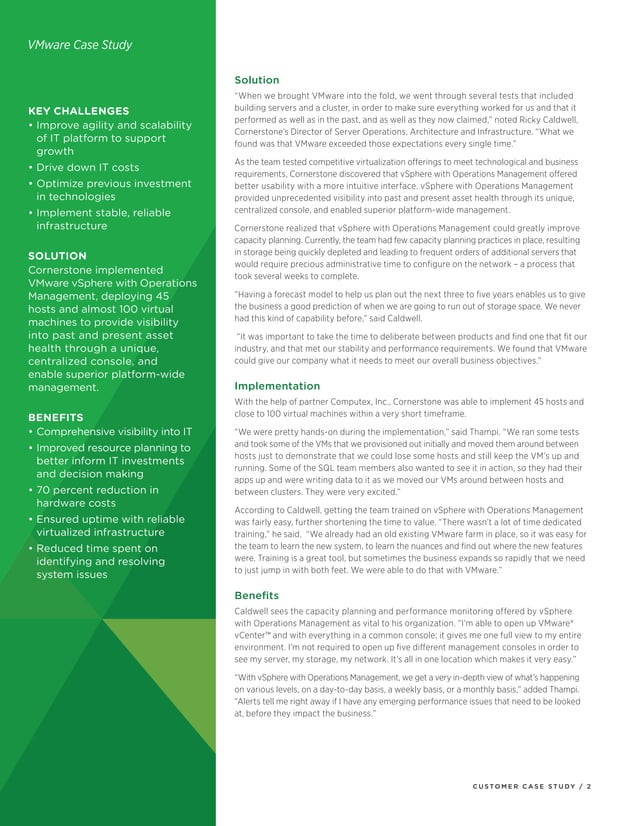 VMware Cornerstone Written Case Study | PDF