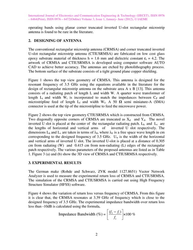 Corner truncated inverted u slot triple band tunable rectangular ...