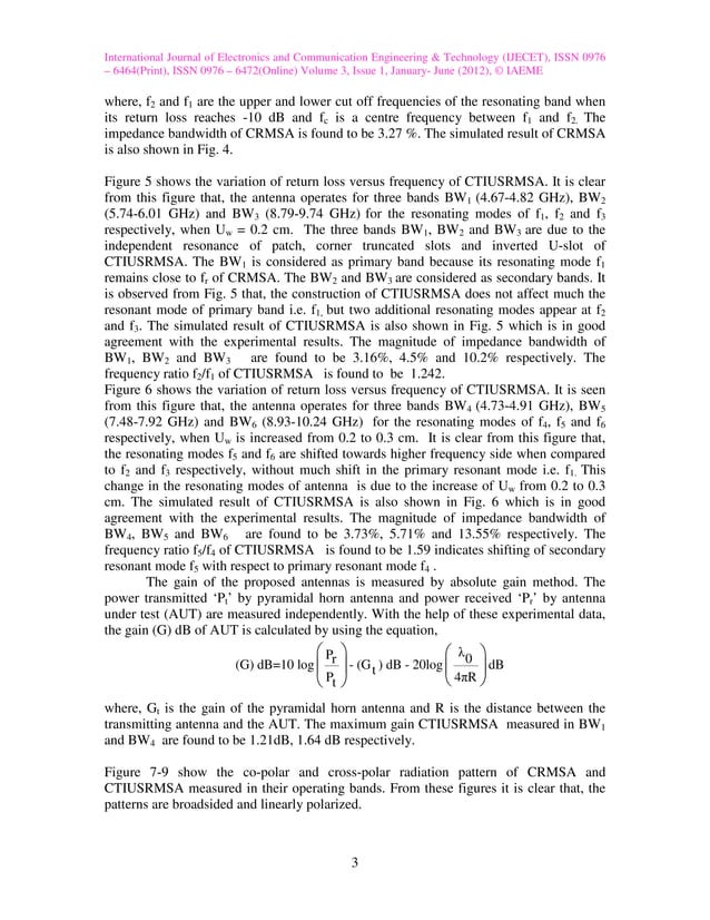 Corner truncated inverted u slot triple band tunable rectangular ...