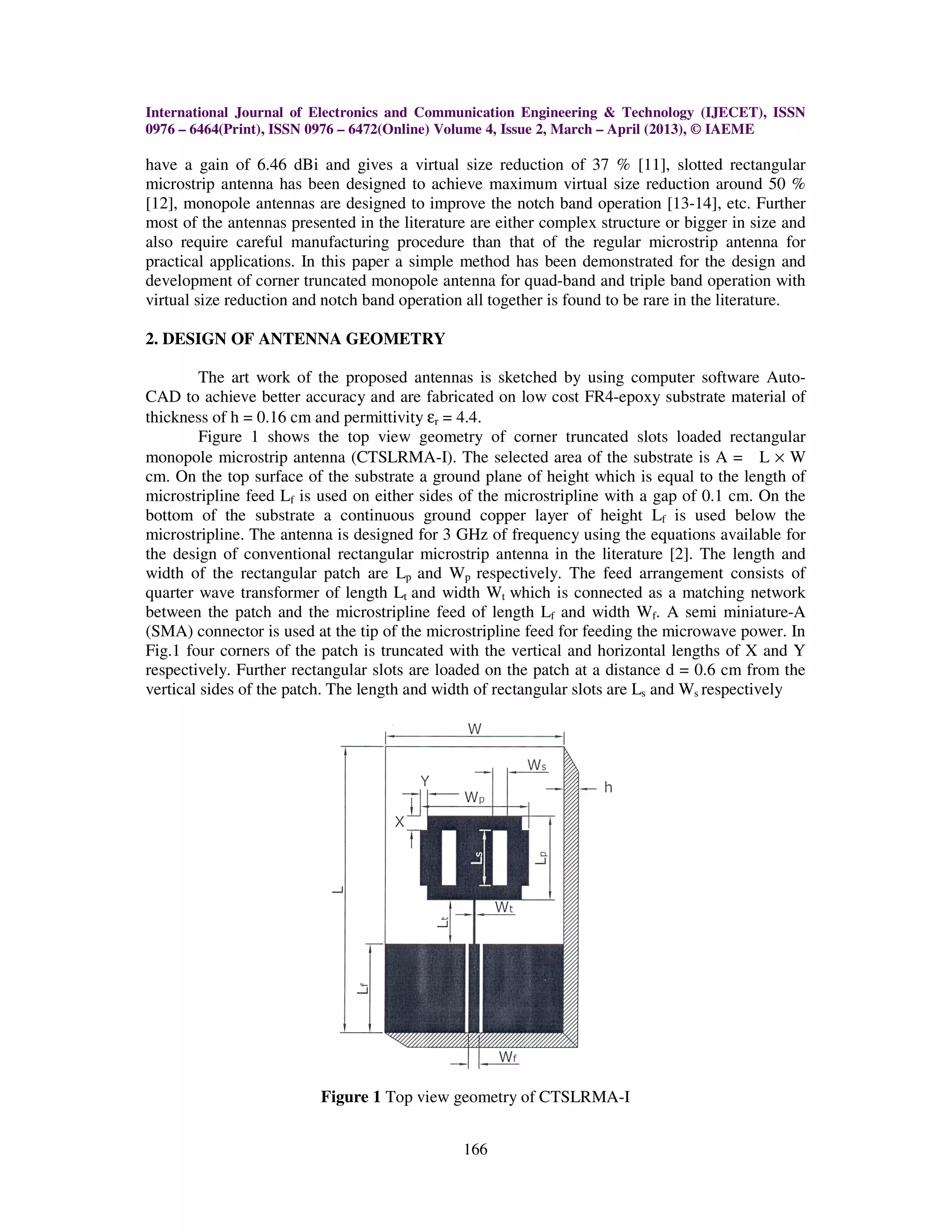 Corner truncated rectangular slot loaded monopole microstrip antennas ...