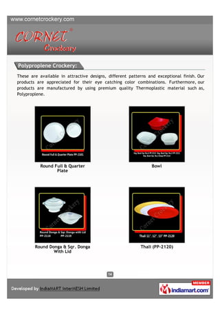 Cornet Crockery, Delhi, South Indian Crockery | PDF