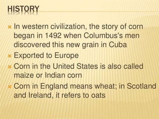 Corn History in Pics A Presentation By Mr Allah Dad Khan Visiting ...
