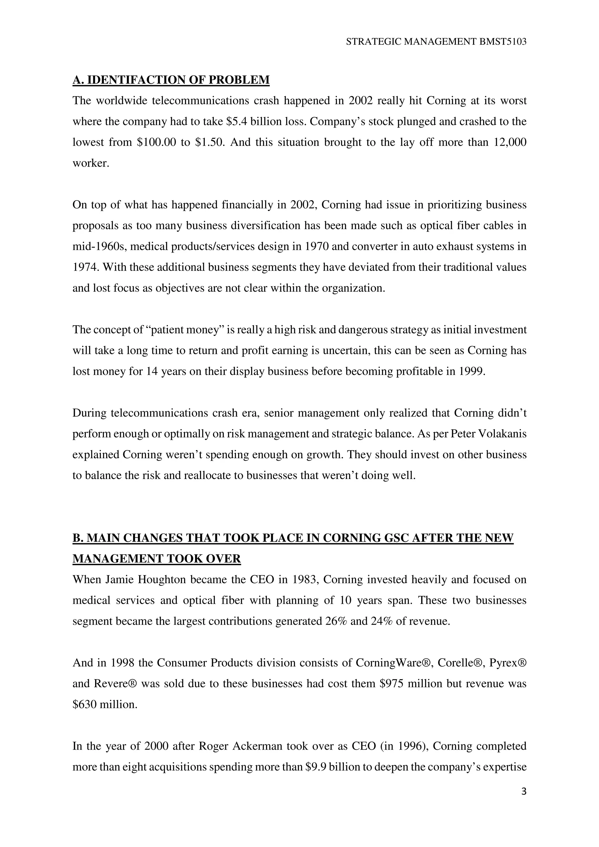 Corning Incorporated Case Study MBA OUM | PDF