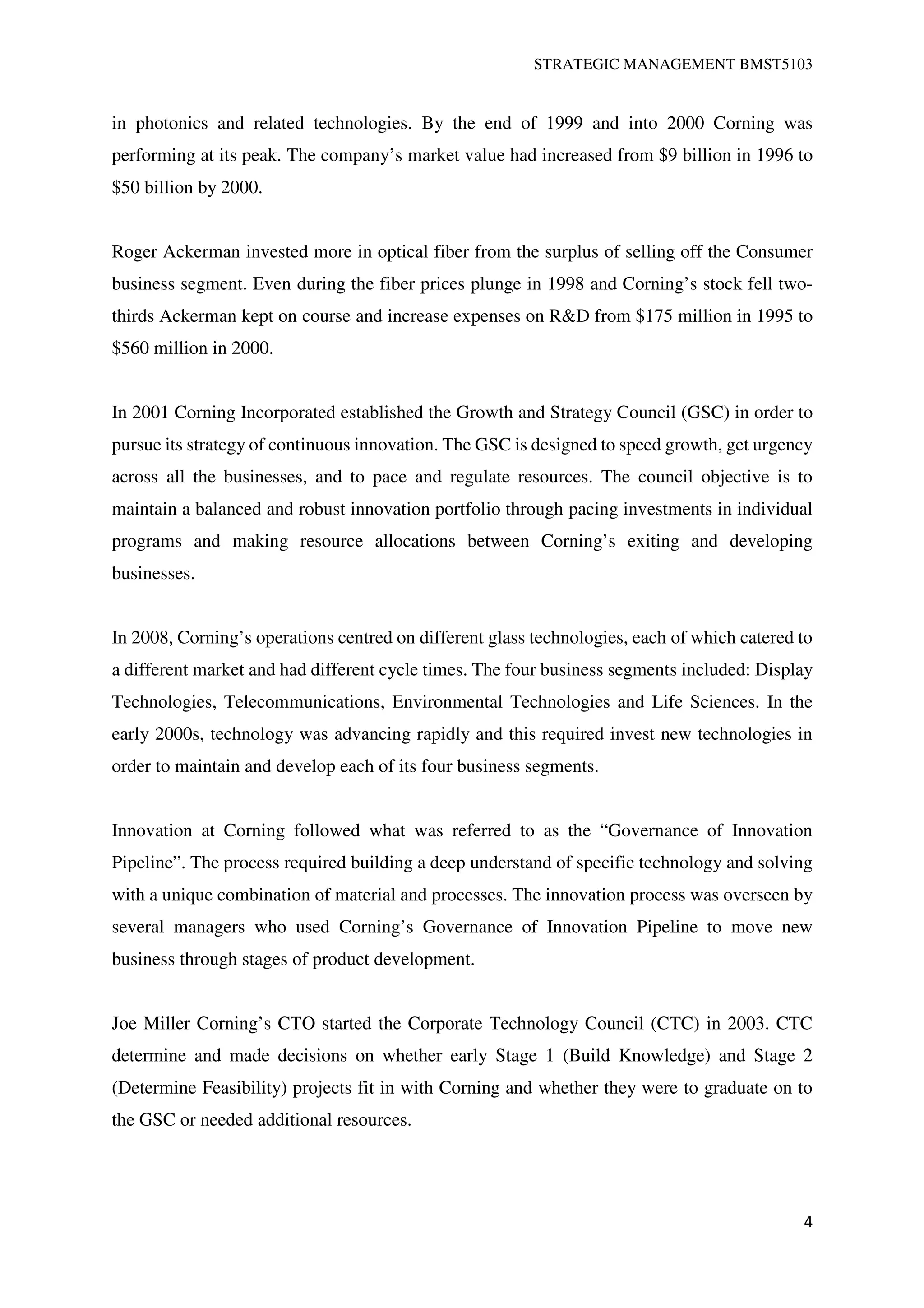 Corning Incorporated Case Study MBA OUM | PDF