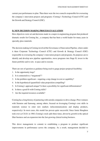 Corning Incorporated Case Study MBA OUM | PDF
