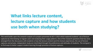 Strategies for supporting effective student engagement with lecture ...