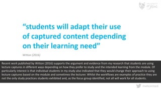 Strategies for supporting effective student engagement with lecture recordings | PPT