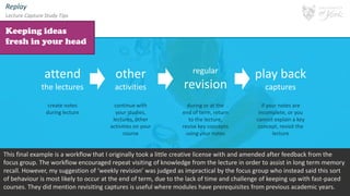 Strategies for supporting effective student engagement with lecture recordings | PPT