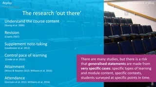Supporting student learning with lecture capture | PPT