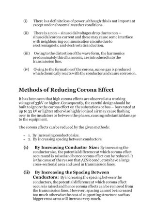 Corona Effect: What is Corona | Corona Effect in Transmission Line | DOCX