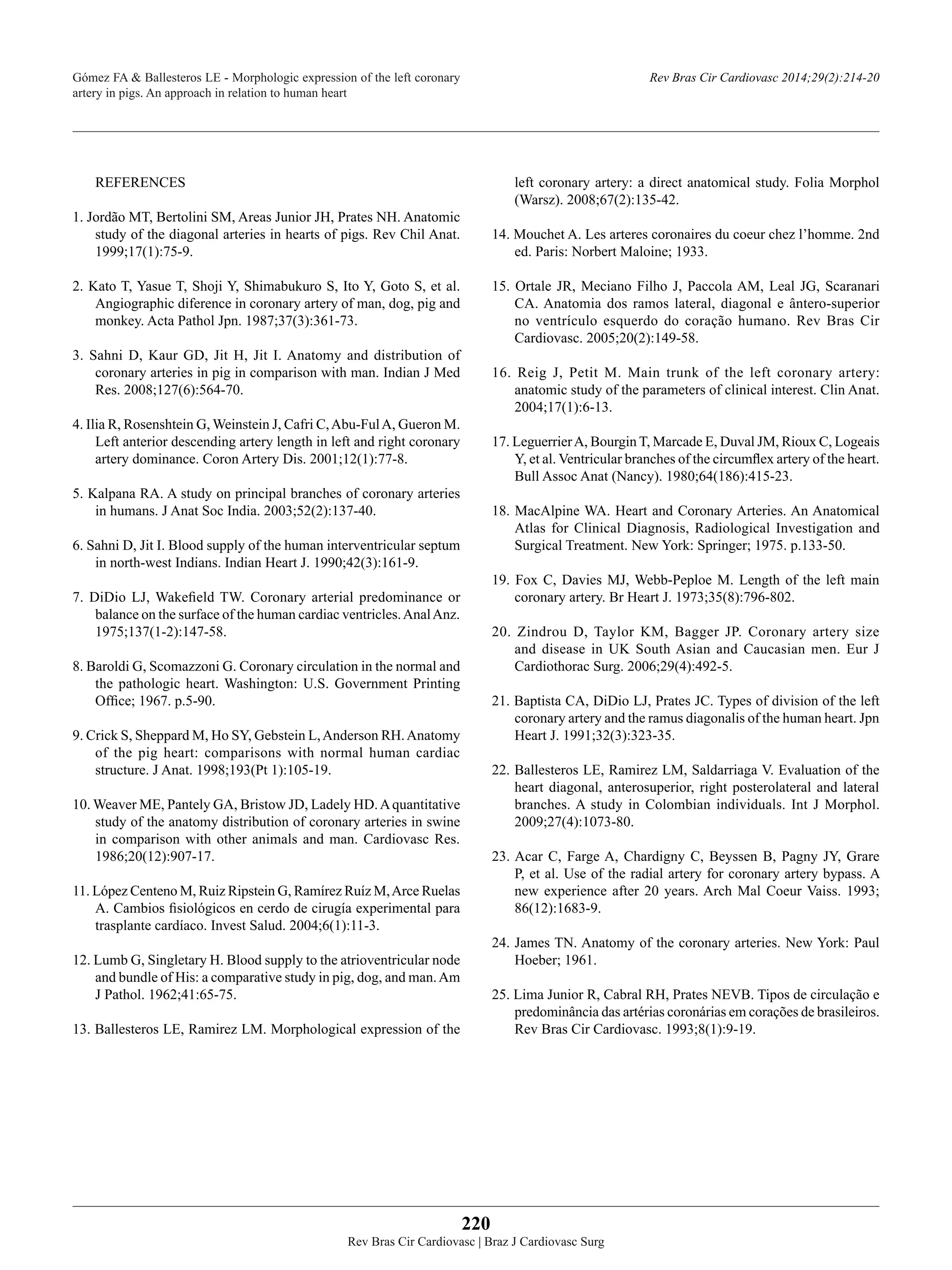 Coronaria izquierda cerdos jbsc | PDF