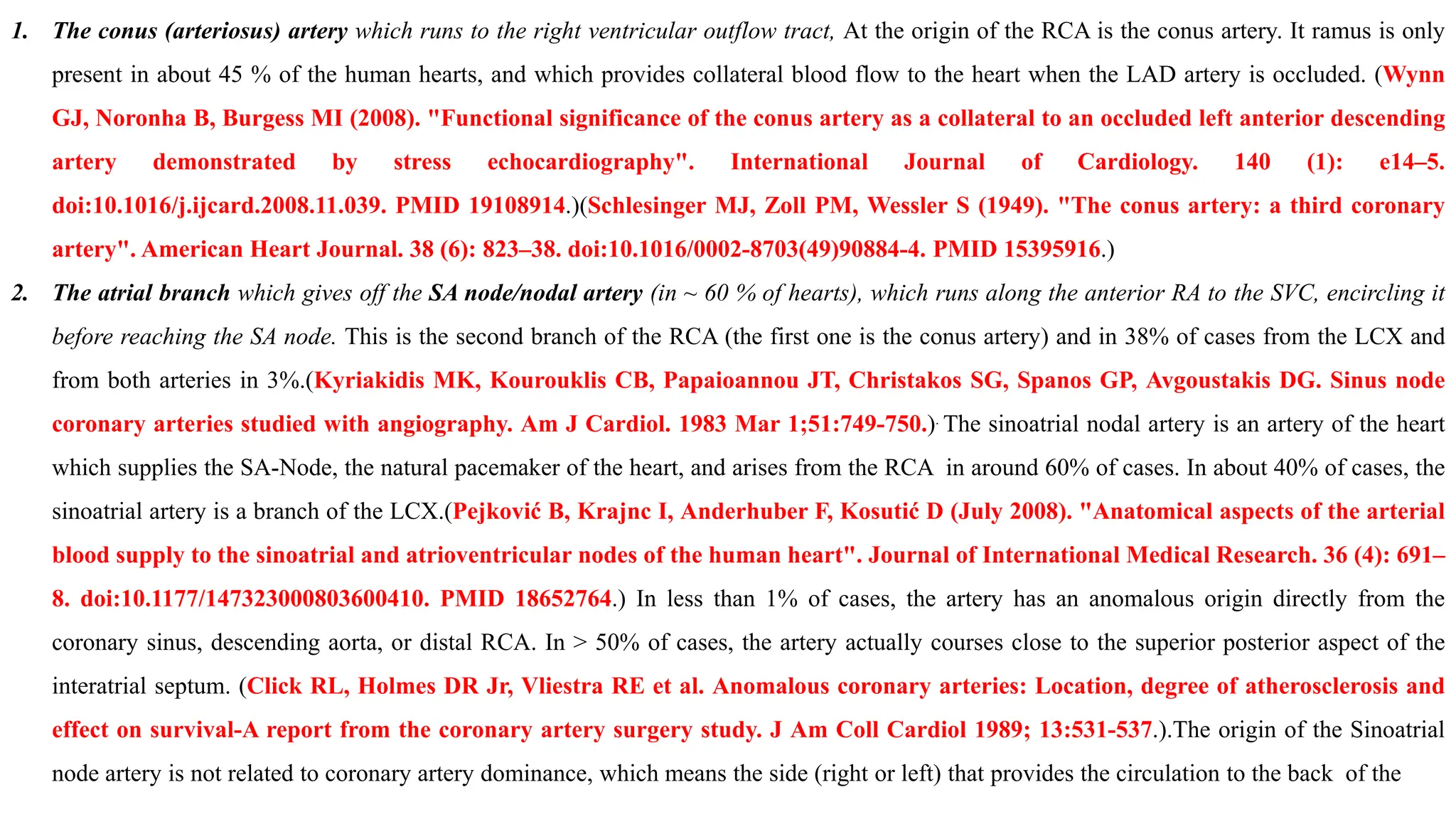 Coronary-artery Circulation Overview Observations about Kugel's artery ...