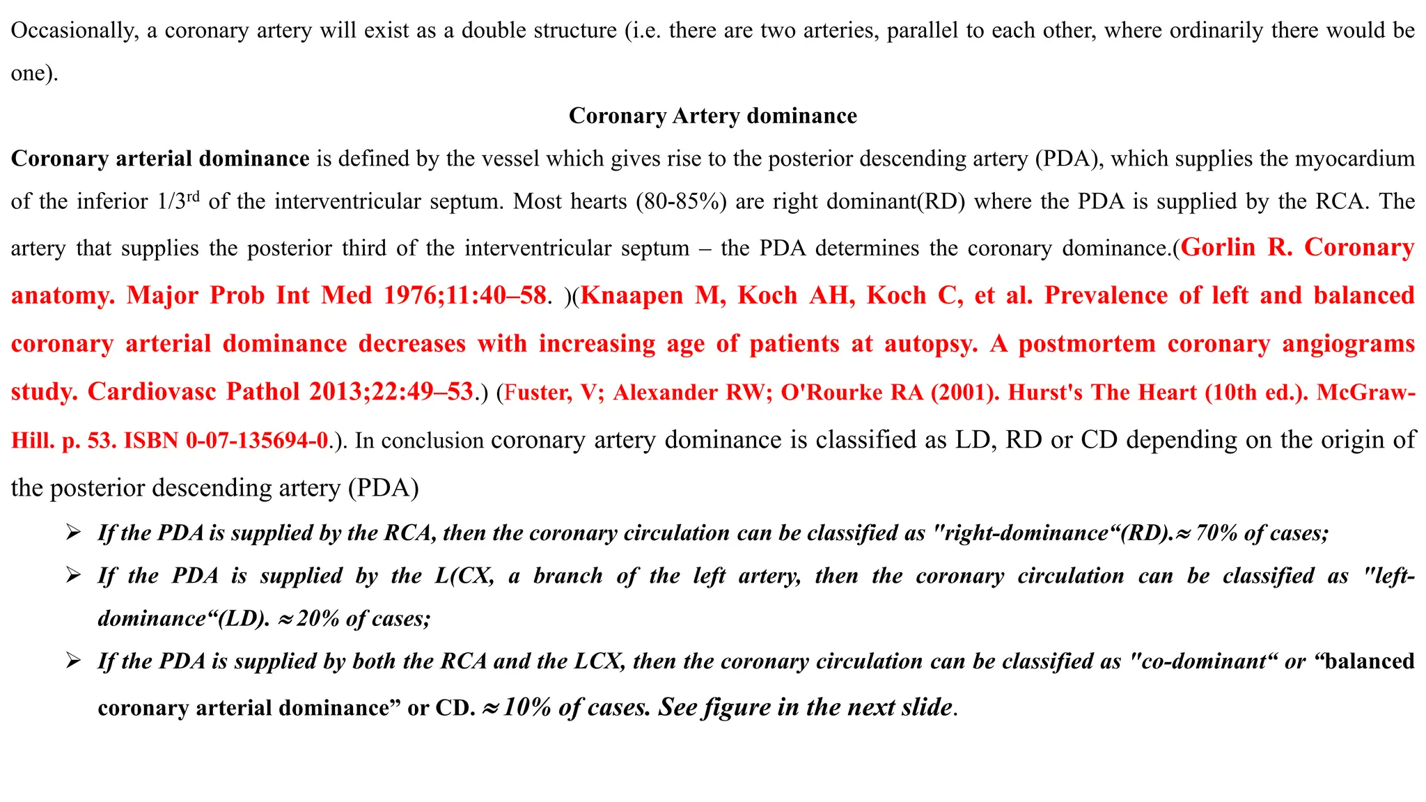 Coronary-artery Circulation Overview Observations about Kugel's artery ...