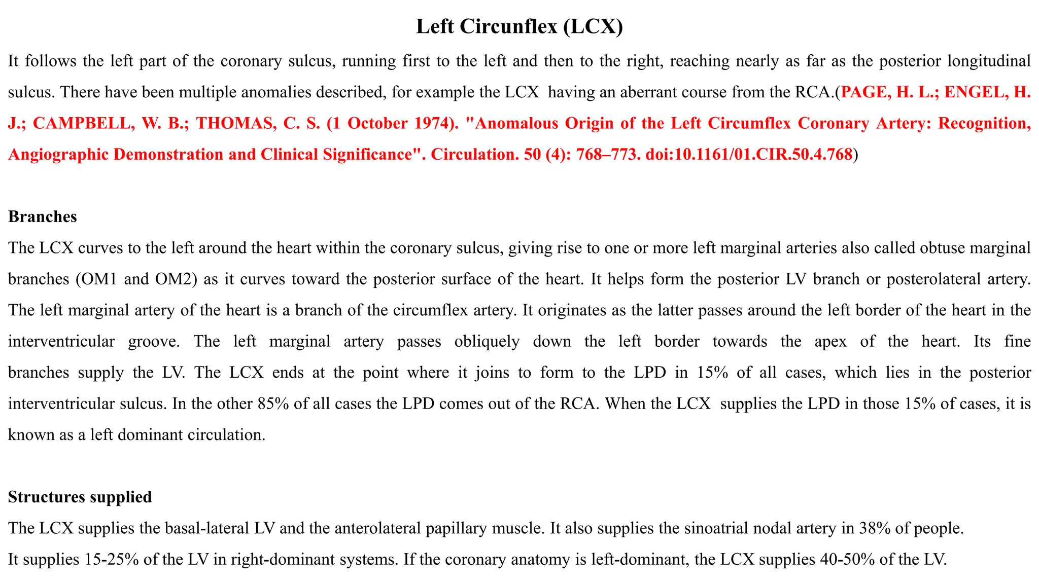 Coronary-artery Circulation Overview Observations about Kugel's artery ...
