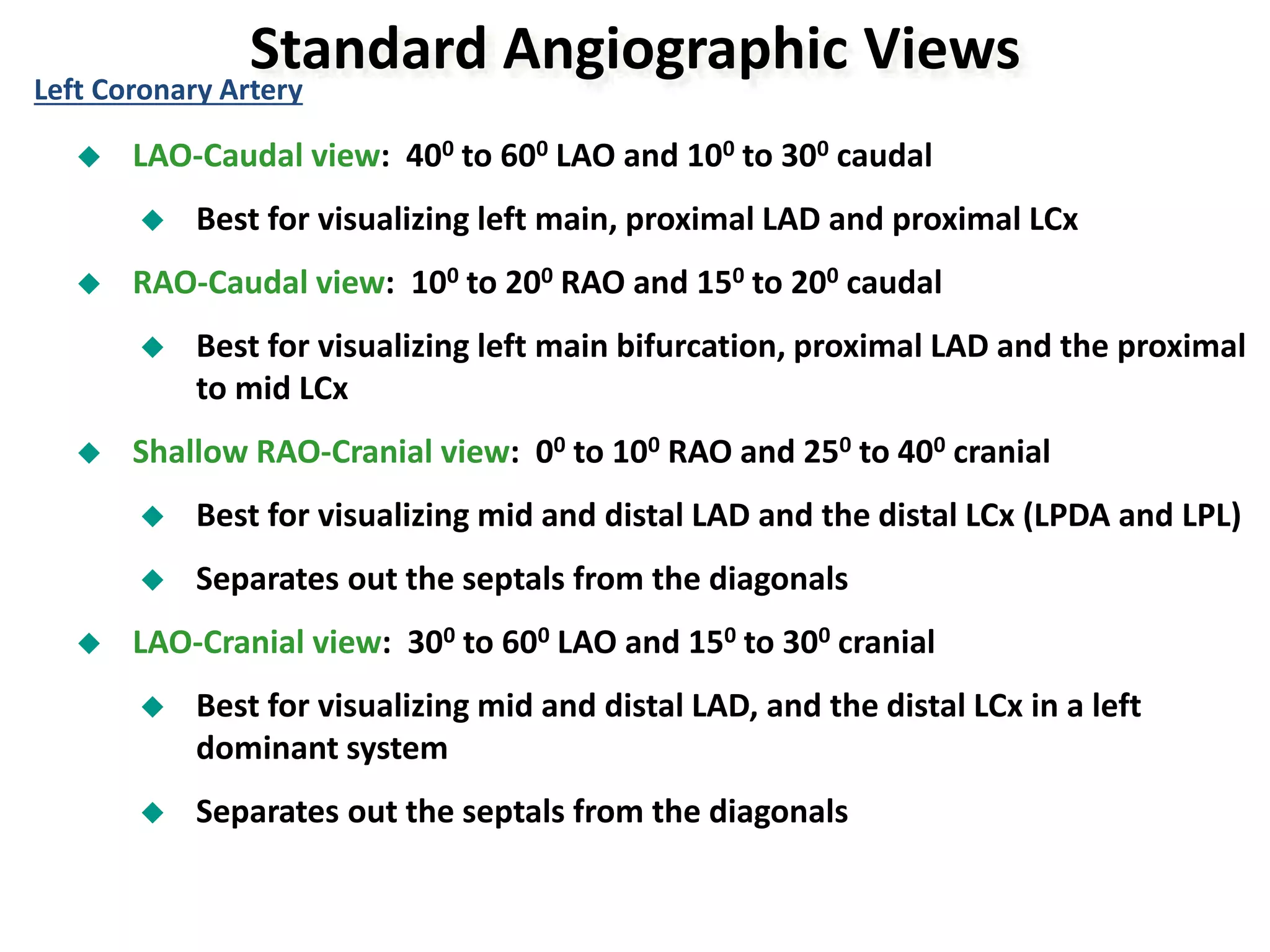 Coronary anatomy and angiographic views | PPTX