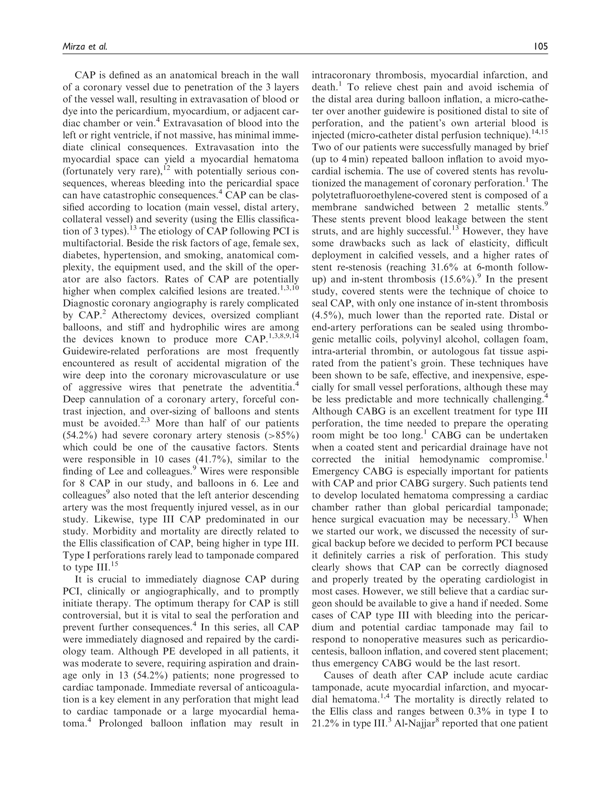 Coronary artery perforation complicating percutaneous coronary ...