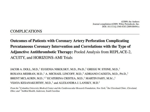 CORONARY ARTERY PERFORATION DURING PCI | PPSX | Heart and ...