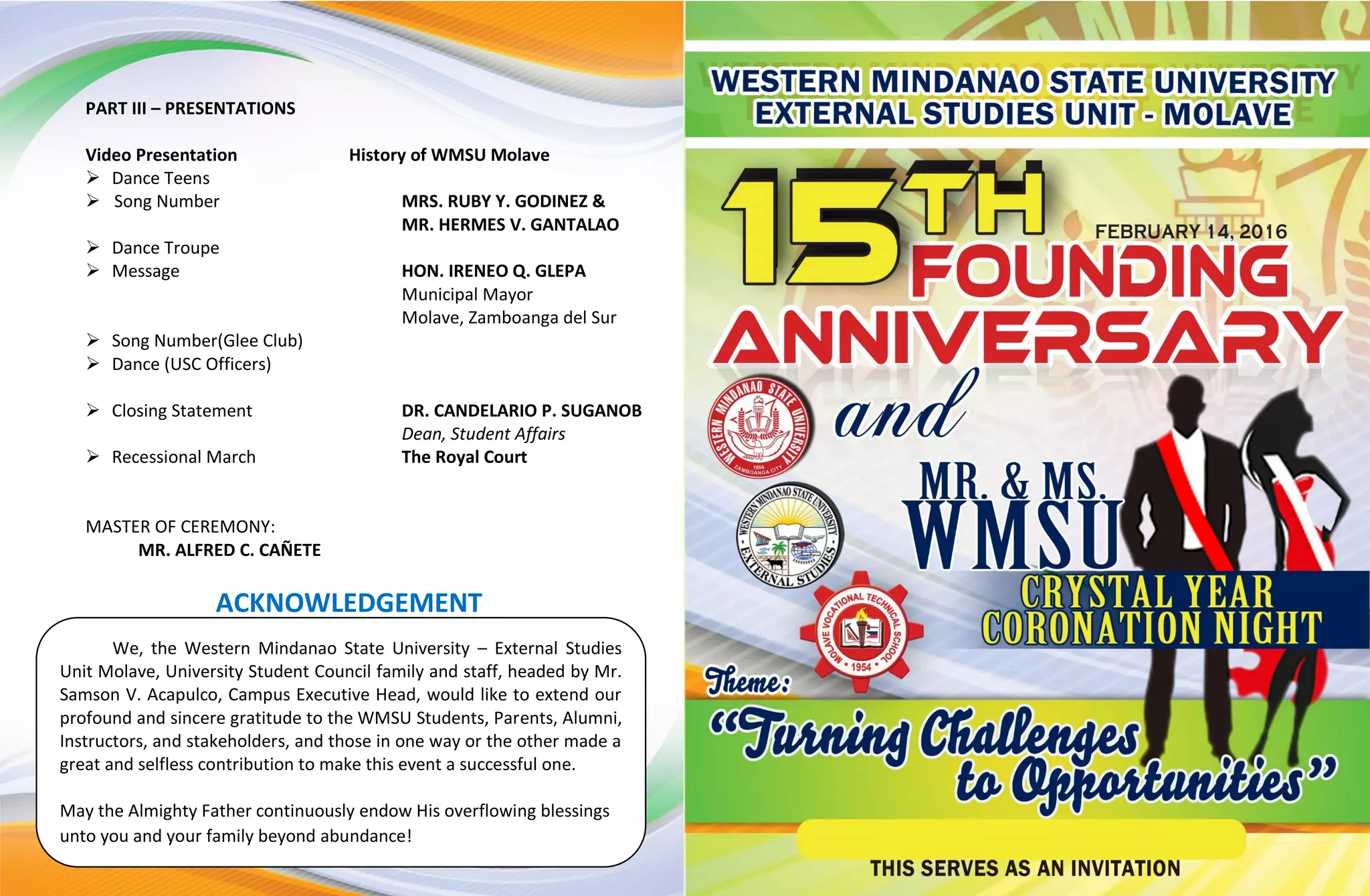 15th WMSU Founding Anniversary | PDF