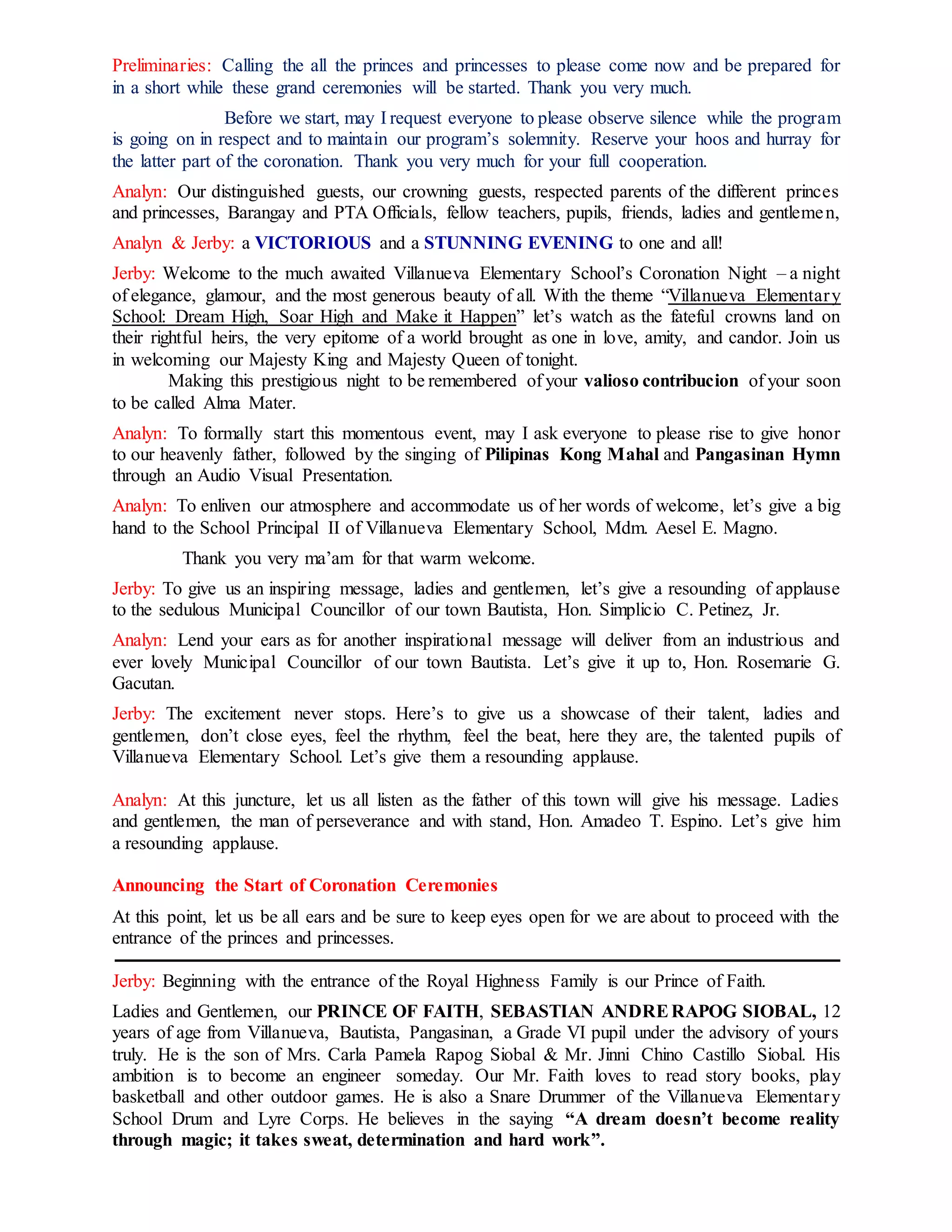 Coronation night script | DOCX