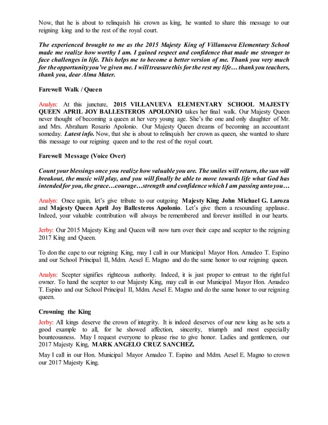 Coronation night script | DOCX | Music | Entertainment