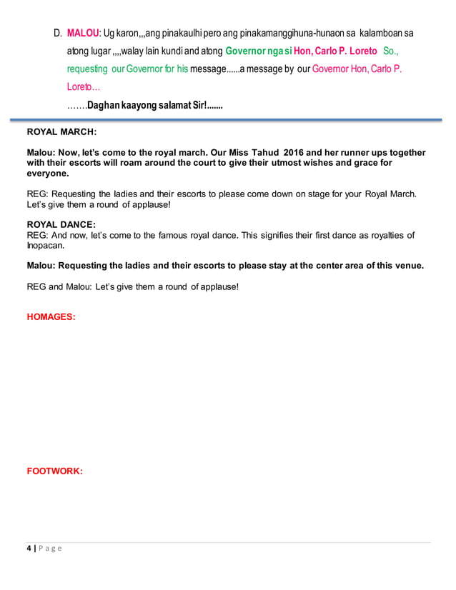 Anchoring Script for coronation (Macunay & Caagbay) | DOCX | Events