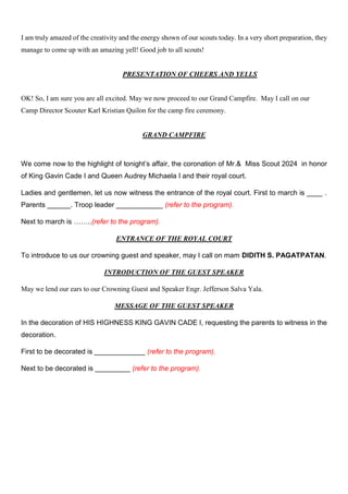 EMCEE SCRIPT DURING CORONATION ICAMPORAL | DOCX