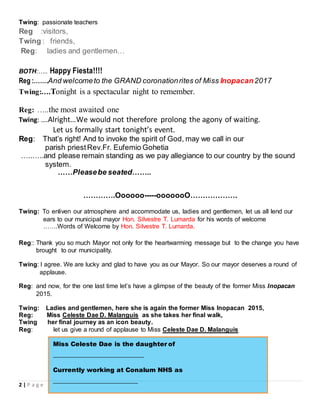 Coronation script miss inopacan 2017 | DOCX