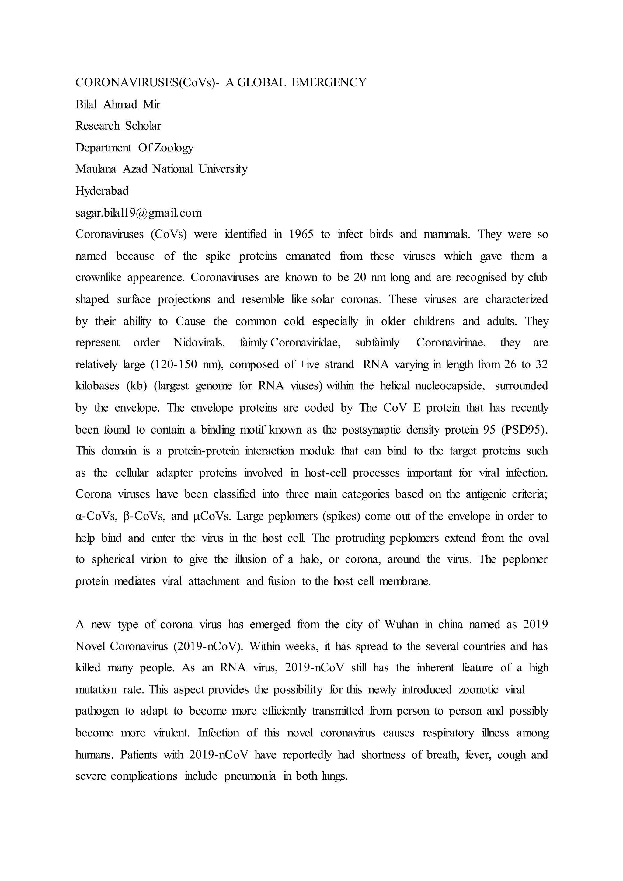 Coronaviruses | DOCX