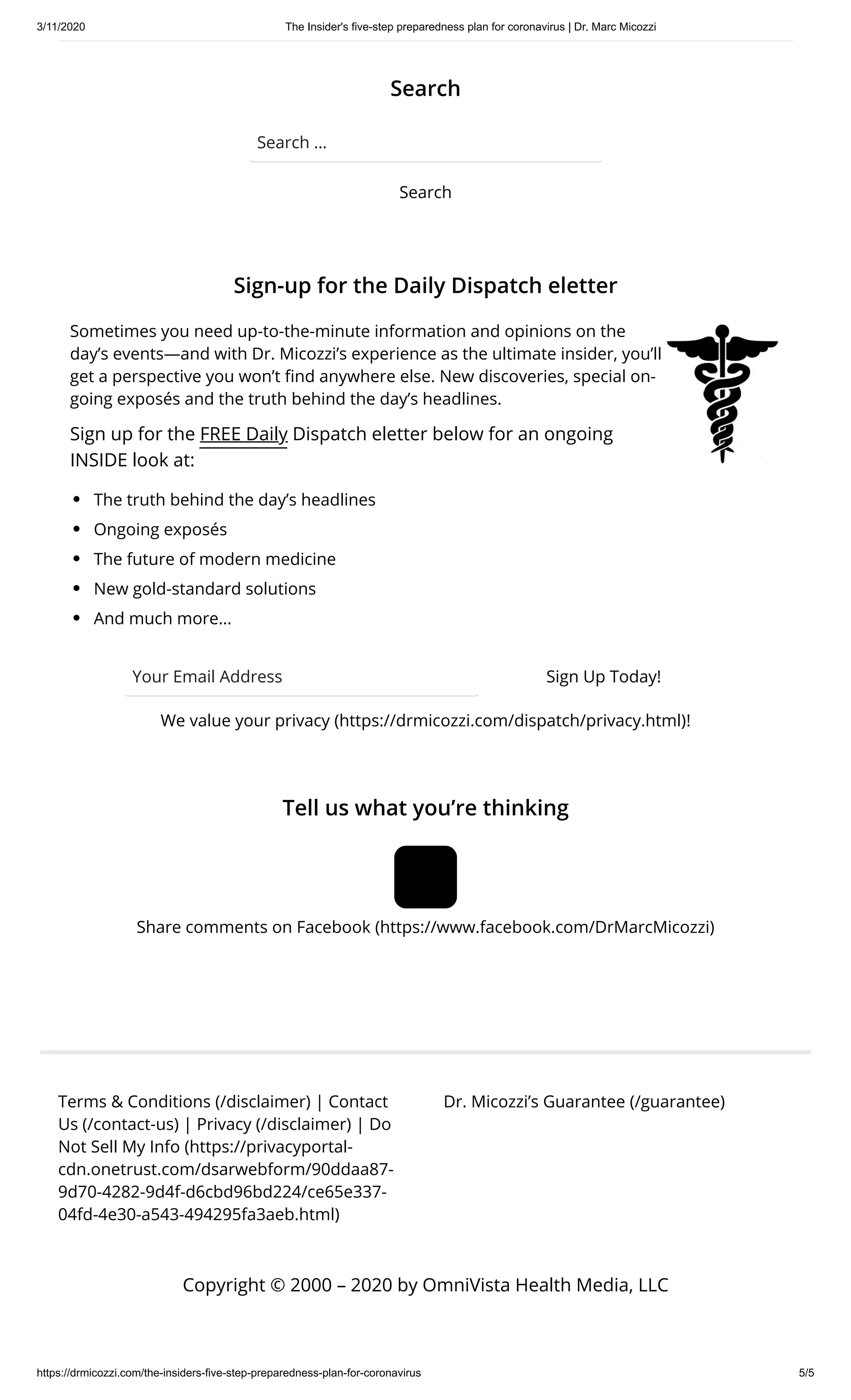 Coronavirus plan dr. marc micozzi | PDF