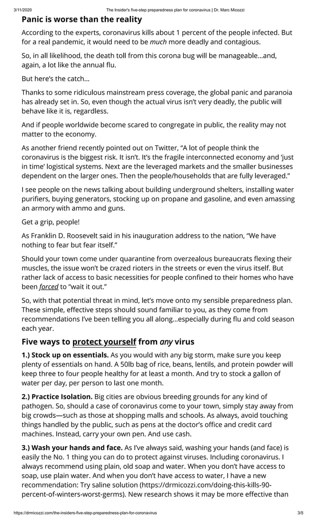 Coronavirus plan dr. marc micozzi | PDF