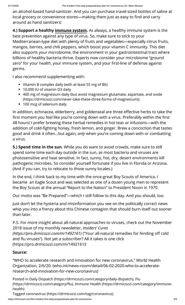 Coronavirus plan dr. marc micozzi | PDF