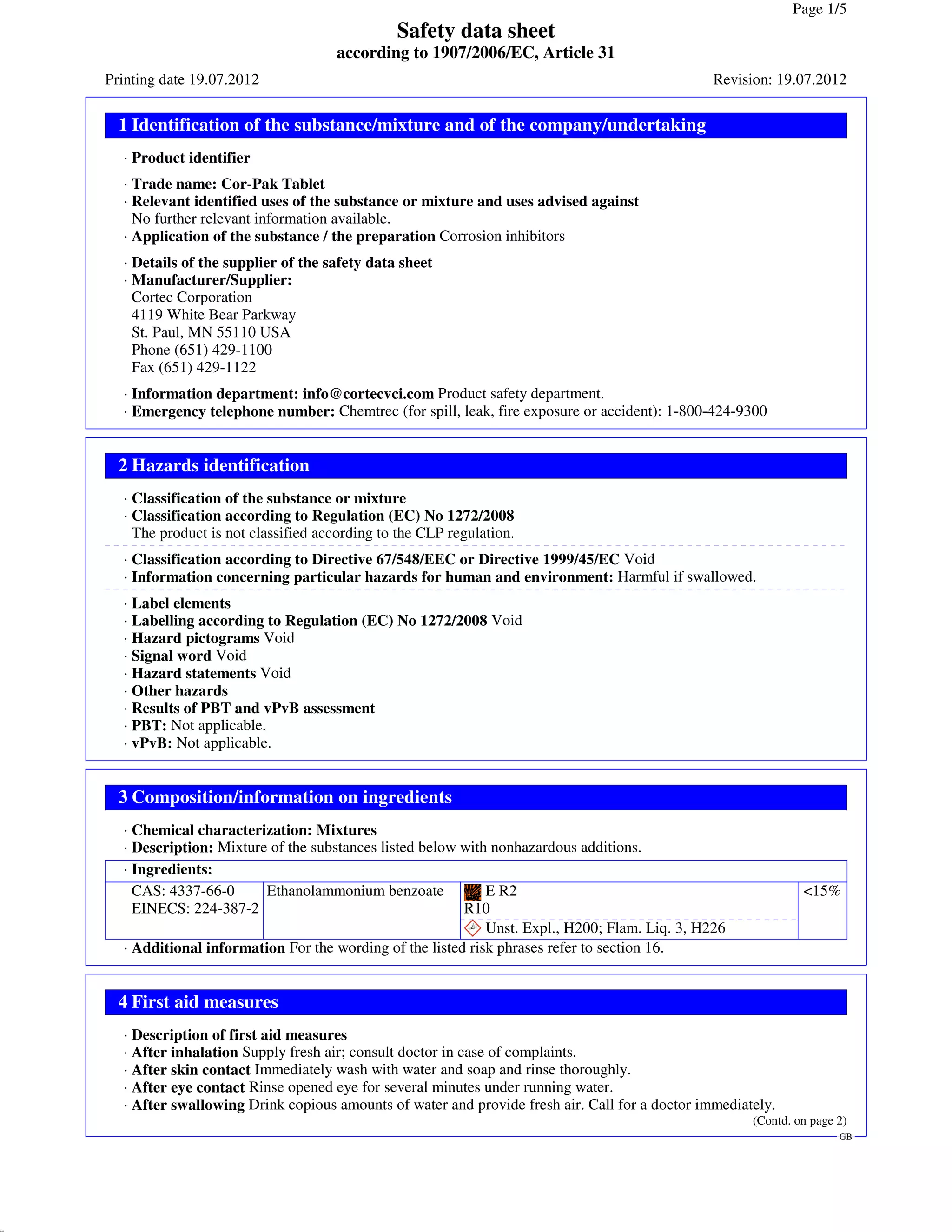 Cor pak tablets_2012 | PDF