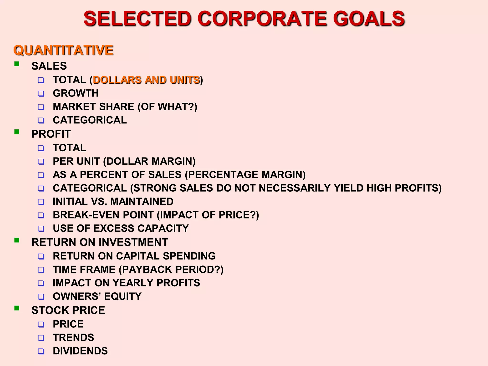 Corporate Goals: Quantitative AND Qualitative | PPT