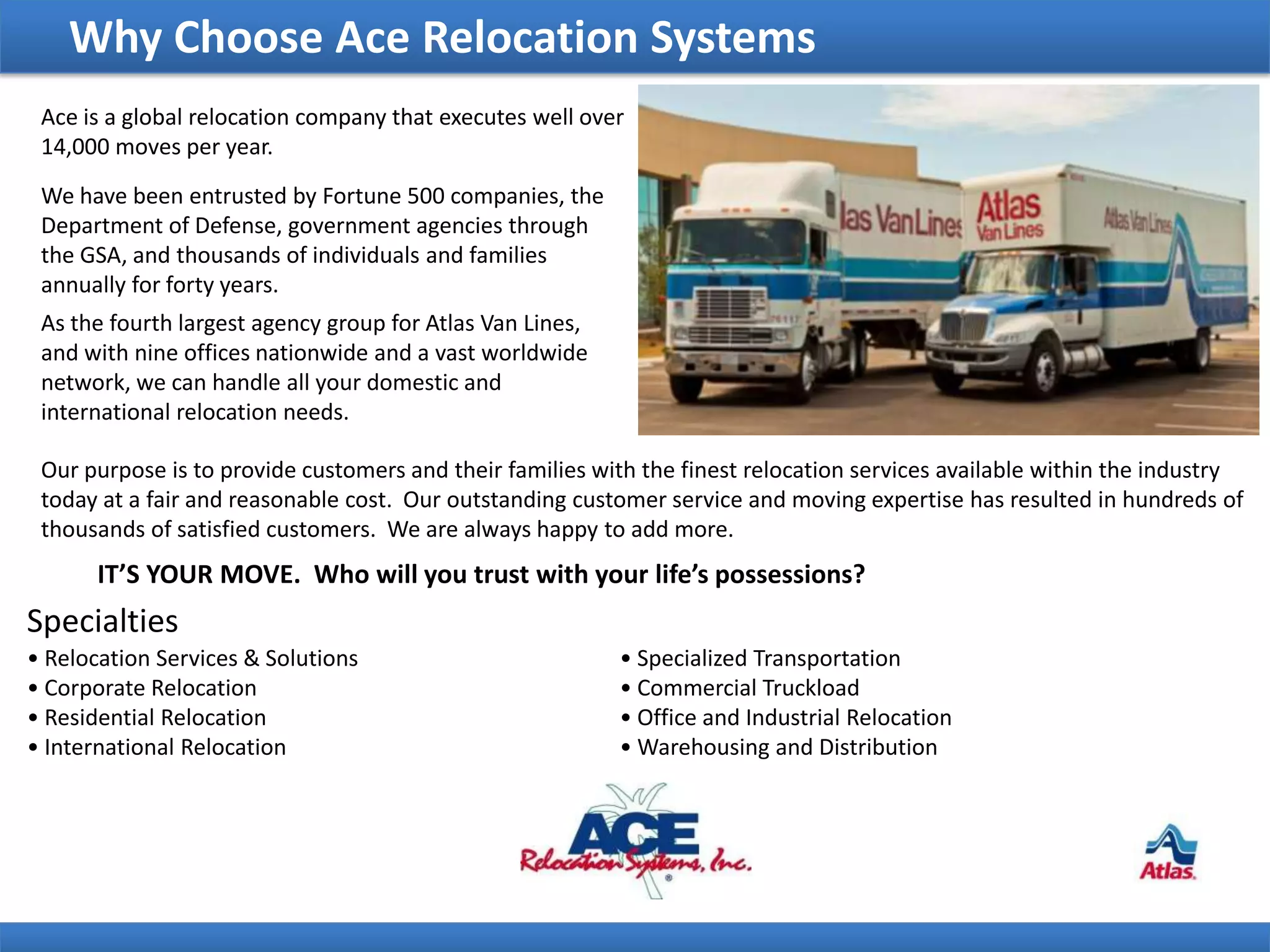 Ace Relocation Systems overview | PPT
