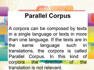 Corpora and its use in elt | PPTX