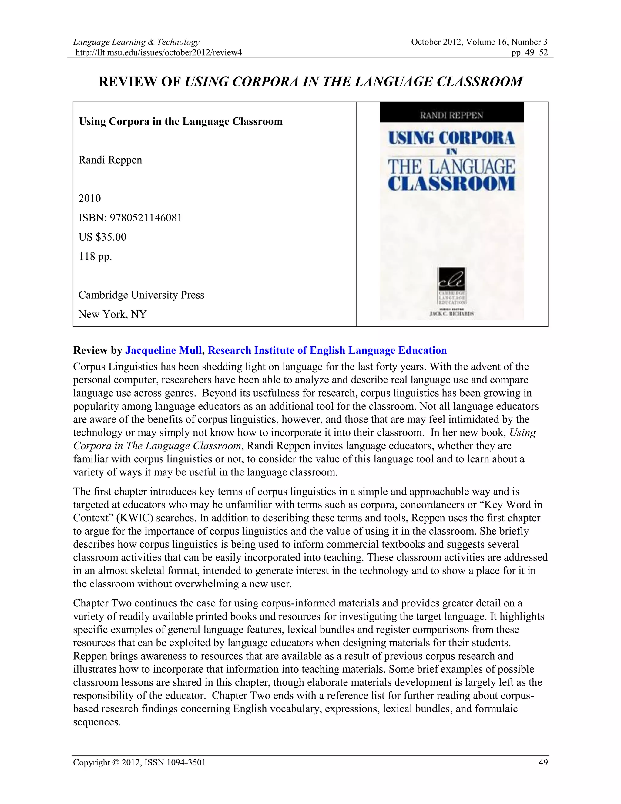 Corpora in the classroom | PDF
