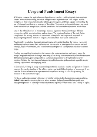 Corporal Punishment Essays | PDF
