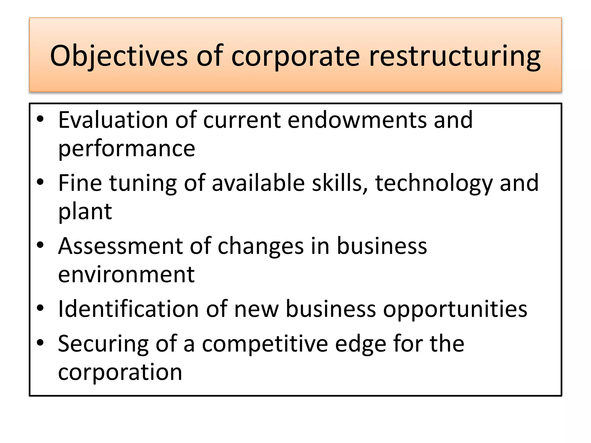 Corporate restructuring strategies | PPTX