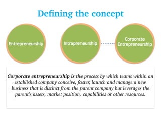 The Concept of Corporate Entrepreneurship - Intrapreneurship | PDF