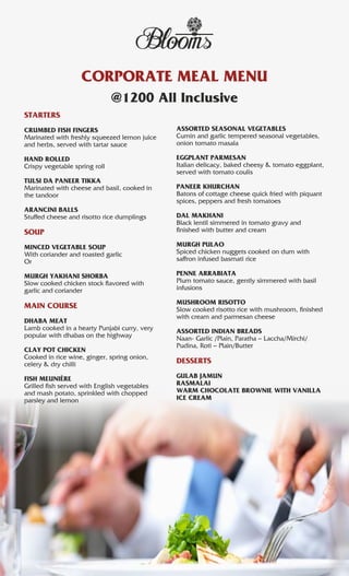 Blooms Corporate Meal Menu in Nehru Place Delhi - The Eros Hotel New ...