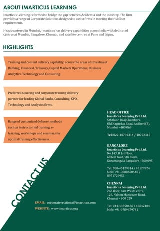 Imarticus Learning Corporate newsletter on Financial Services | PDF