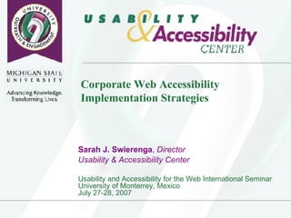Corporate Web Accessibility Implementation Strategies | PPT